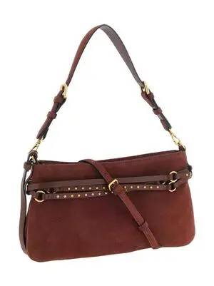 Pinko Medium Belt Shoulder Bag In Suede Red