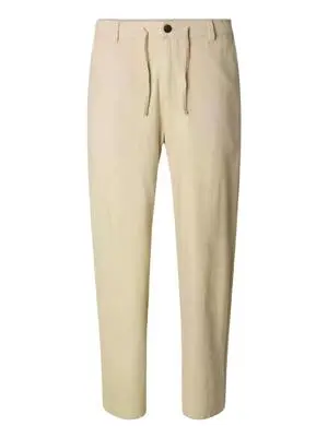 SELECTED Loose Fit Drawstring Trousers With Button Detail - Neutrals
