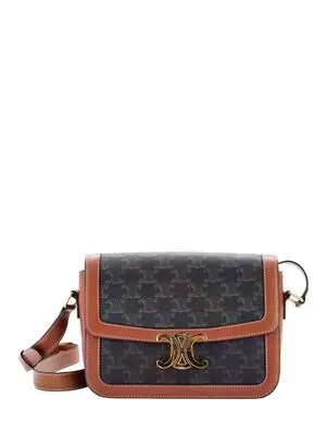 Celine Triomphe Triomphe Coated Canvas Medium Shoulder Bag - Brown