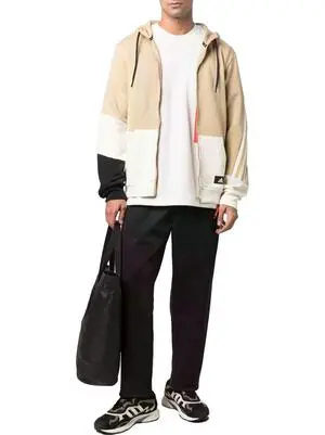 Adidas Three-stripe Panelled Zip Hoodie - Neutrals