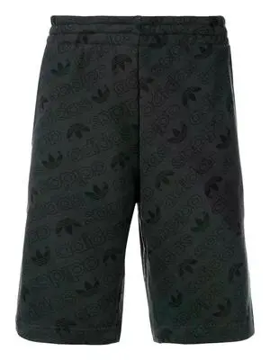 Adidas Originals Monogram Print Cotton Shorts - Grey