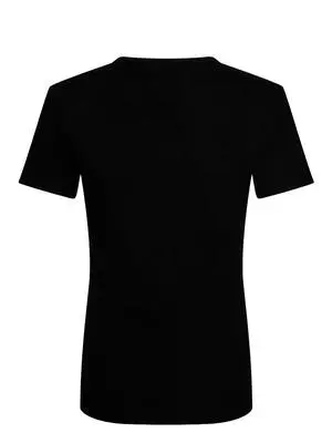 Pinko Cotton Blend Crewneck T-shirt With Embroidered Logo - Black