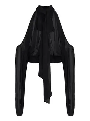 Giuseppe Di Morabito Ruched Draped Silk Blouse - Black