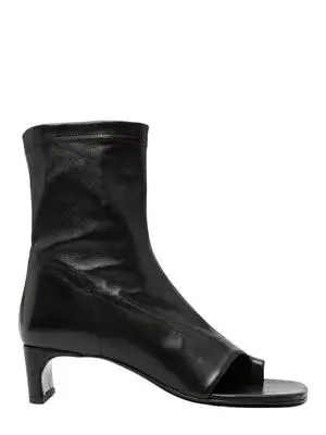Elena Iachi Open-toe Heeled Leather Boots - Black