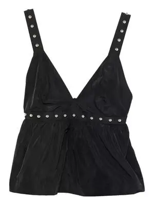 Liu Jo Stud-embellished V-neck Top - Black