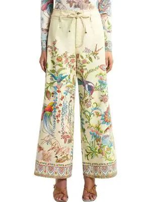 Etro Flora Fauna-print Wide-leg Jeans - Neutrals