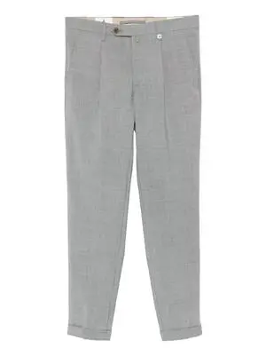 MYTHS Pleated Cuffed Button-fastening Trousers - Grey