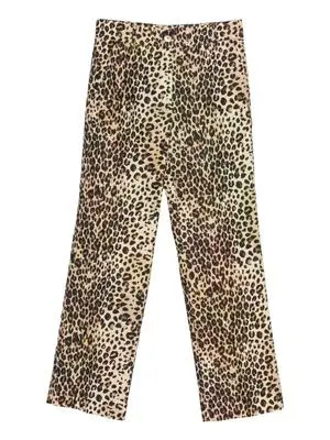 Marella Leopard Print Straight Leg Trousers - Neutrals