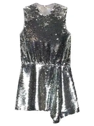 MSGM Sequined Asymmetrical Hem Dress - Silver