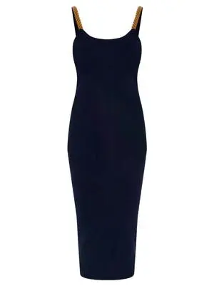 Michael Kors Ribbed Chain-strap Midi Dress - Blue