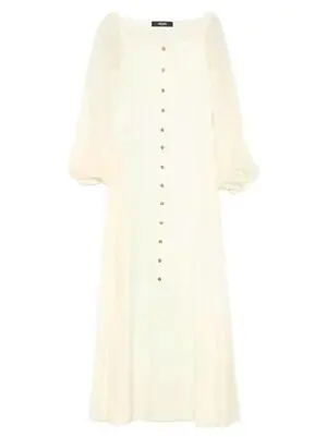 VERSACE Versace Pleated Maxi Dress With Square Neck And Long Sleeves
