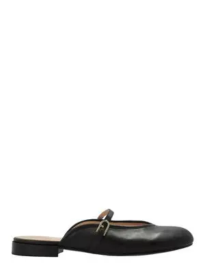 Furla Etoile Leather Mules With Strap Detail - Black