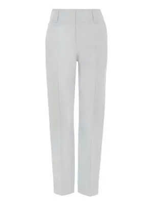 Chloé Cigarette Trousers In Linen-cotton Mix - Storm Grey