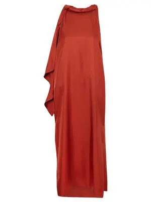 Loulou De Saison Susan Draped Silk-twill Midi Dress - Red