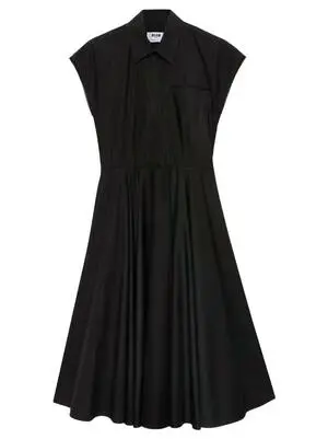 MSGM Midi Shirt Dress With Pocket Detail - Black
