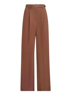 Brunello Cucinelli Fluid Twill Wide Leg Trousers With Monili Detail - Brown