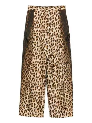 Sportmax Leopard-print Silk Trousers - Neutrals