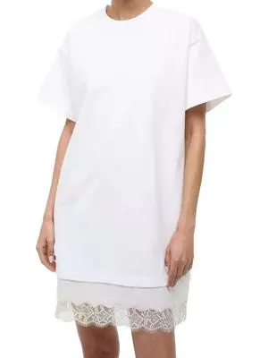 Staud Grier Lace-trim Mini Dress - Neutrals