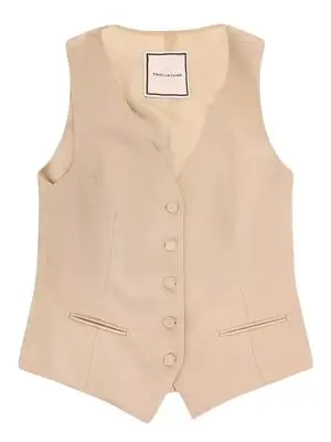 Tagliatore V-neck Vest With Covered Buttons - Neutrals