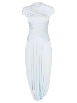 SELF-PORTRAIT Pleated Midi Dress - Blue