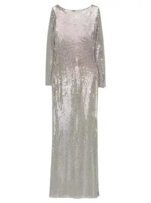 SELF-PORTRAIT Embellished Long-sleeve Maxi Dress - Silver