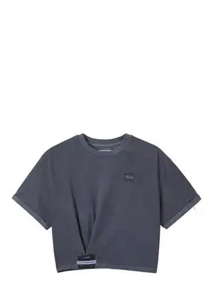 Izzue Twisted Front Cropped T-shirt - Grey