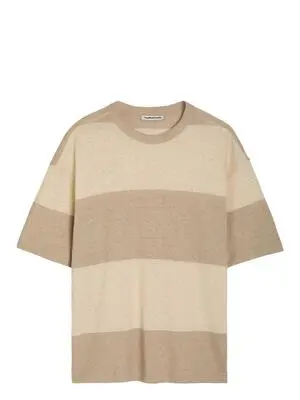 You Must Create Triplet Striped Cotton-knit T-shirt - Beige