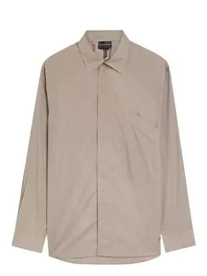 Emporio Armani Logo Embroidered Shirt - Neutrals