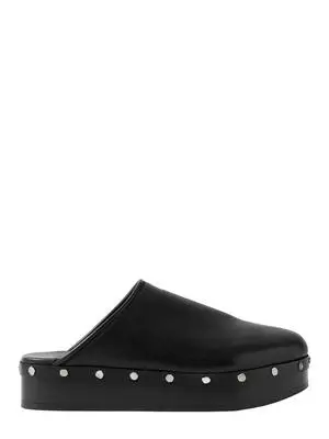 Co Studded Platform Leather Clogs - Black