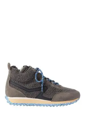 Rag & Bone Retro Hiker Faux Suede-trimmed Recycled Fleece High-top Sneakers - Gray