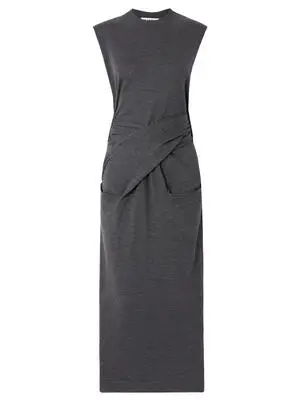 JIL SANDER Merino Wool Maxi Dress With Draped Panelling - Gray