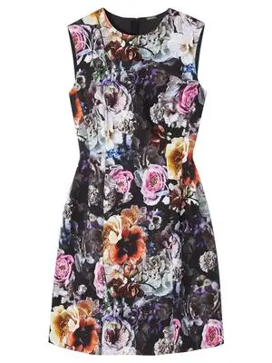 Adam Lippes Floral Print Stretch Cotton-twill Mini Dress - Black