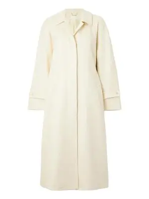Chloé Belted Trench Coat In Silk, Wool, And Cashmere-blend - White