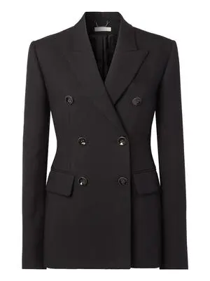 Chloé Double-breasted Wool, Silk And Cashmere-blend Blazer - Black