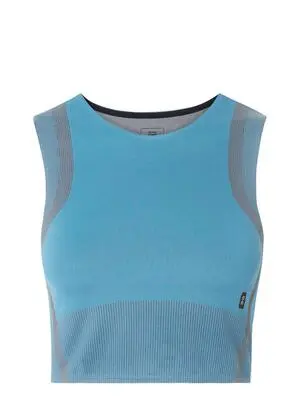 On Studio Cropped Ribbed Stretch Tank Top - Blue