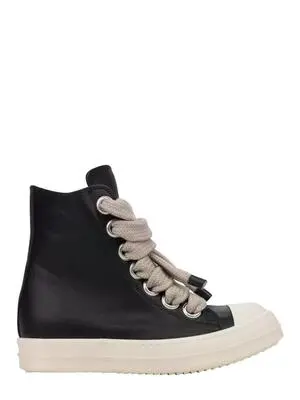 Rick Owens Jumbolace Leather High Top Sneakers - Black