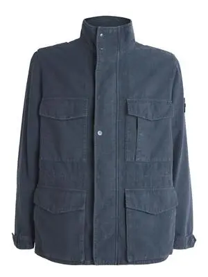 Stone Island Linen-blend Field Jacket - Blue