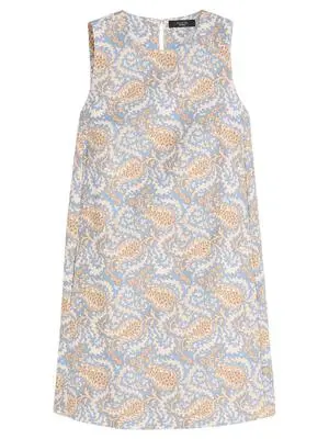 Max Mara Cotton-blend Floral Print Mini Dress - Blue