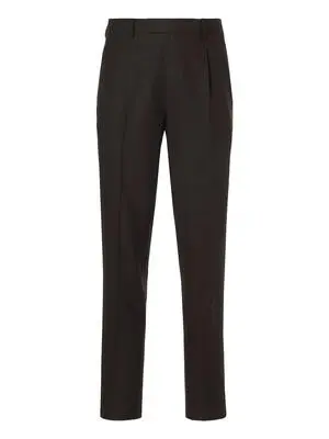 Zegna Cotton Straight Leg Trousers - Brown