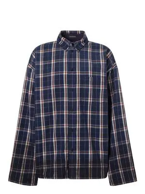 Balenciaga Reversible Flannel And Fleece Shirt - Blue