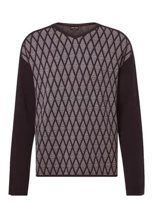 Giorgio Armani Wool & Cashmere Jacquard Sweater - Blue