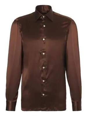 Rubinacci Silk Satin Shirt - Brown
