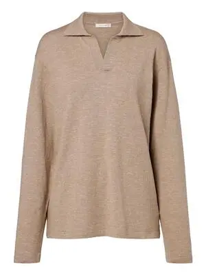 THE ROW Niosa Polo Sweater In Cotton And Linen - Beige