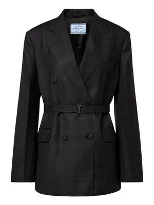 Prada Virgin Wool Double-breasted Jacket - Grey