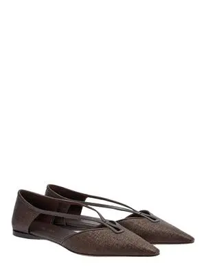 Max Mara Volpino Woven Leather Ballet Flats - Brown