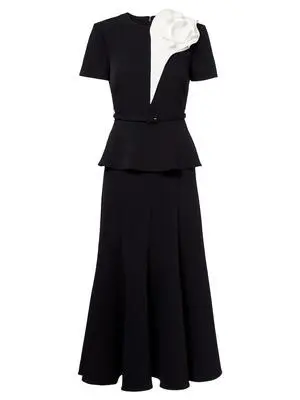 Roland Mouret Appliqué Crepe Midi Dress - Black
