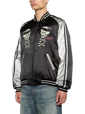 Deus Ex Machina Skull Embroidery Bomber Jacket - Black