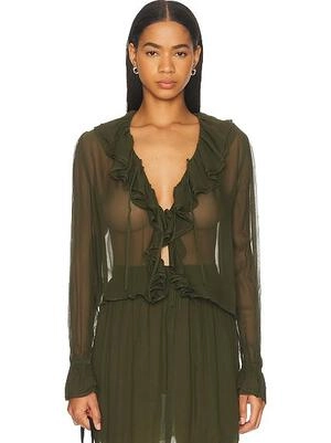 BODE Flounce Blouse - Olive