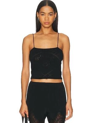 BODE Embroidered Cotton Tank - Black