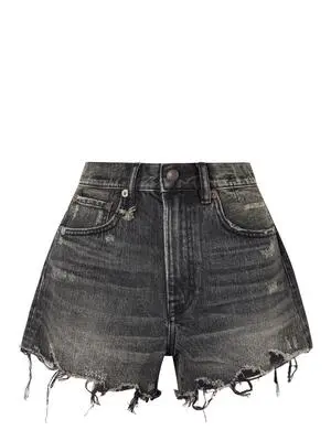 R13 Distressed Denim Shorts - Black